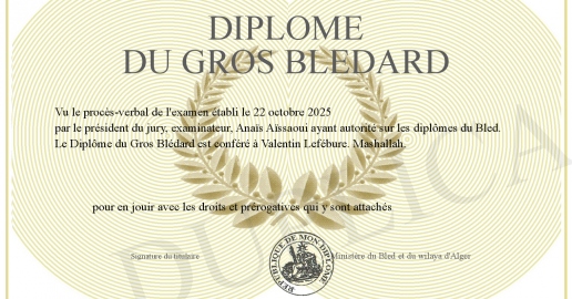 Diplome du Gros Bledard