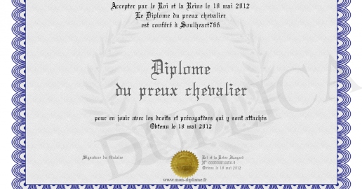 Diplome du preux chevalier