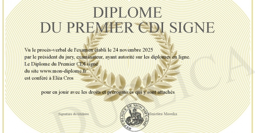 Diplome du Premier CDI signe