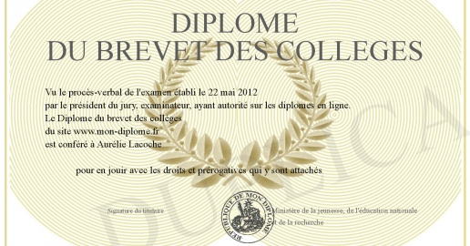 Diplome du brevet des colleges