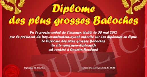 Diplome des plus grosses Baloches