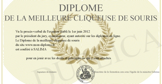 Diplome de la meilleure cliqueuse de souris
