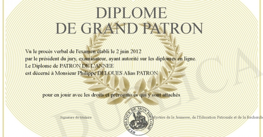 Diplome de GRAND PATRON