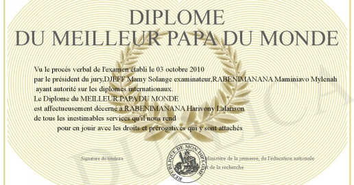 Diplome du MEILLEUR PAPA DU MONDE