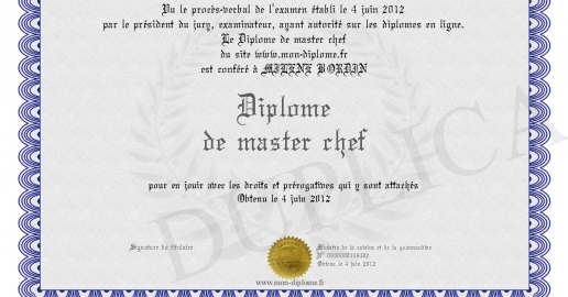 Diplome de master chef