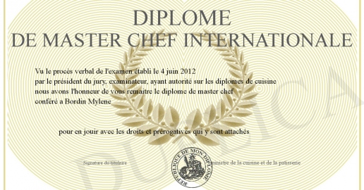 Diplome de master chef internationale