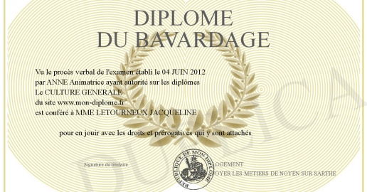 Diplome du BAVARDAGE