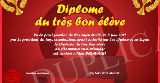 Diplome du tres bon eleve