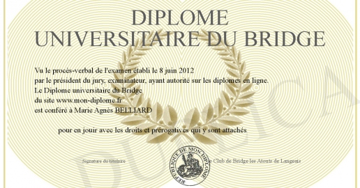 Diplome universitaire du Bridge