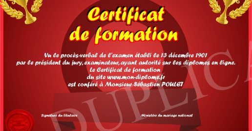 Certificat de formation