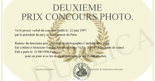 deuxieme prix concours photo.