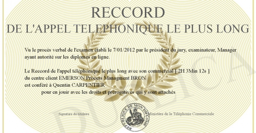 RECCORD DE L APPEL TELEPHONIQUE LE PLUS LONG