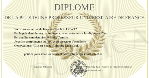 Diplome de la plus jeune professeur universitaire de France