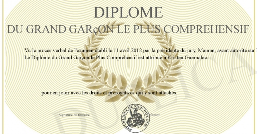 Diplome du Grand Garcon le Plus Comprehensif