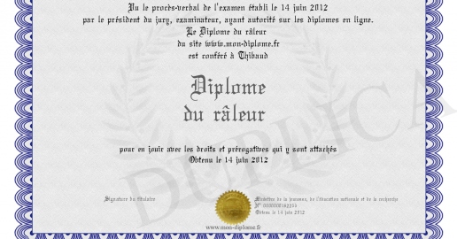 Diplome du raleur