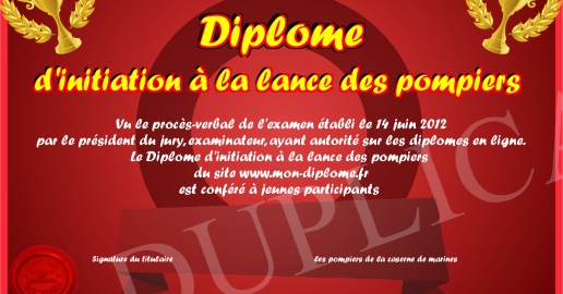 Diplome d initiation a la lance des pompiers