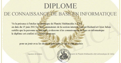 Diplome de connaissance de base en informatique