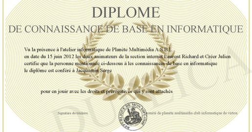 Diplome de connaissance de base en informatique