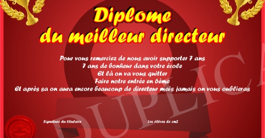 Diplome du meilleur directeur