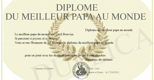 Diplome du meilleur papa au monde