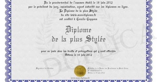 Diplome de la plus Stylee