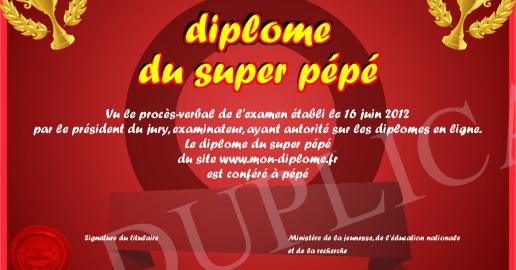 diplome du super pepe