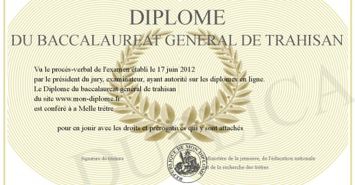 Diplome du baccalaureat general de trahisan
