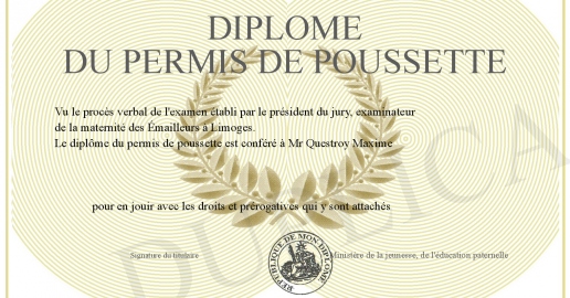 Diplome du permis de poussette