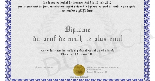Diplome du prof de math le plus cool