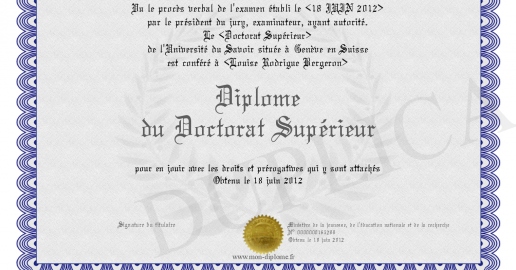 Diplome du Doctorat Superieur