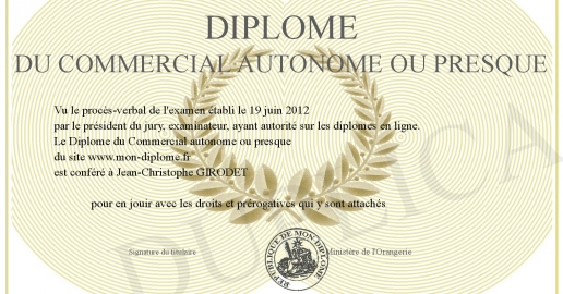 Diplome du Commercial autonome ou presque