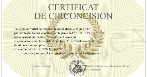 certificat de circoncision