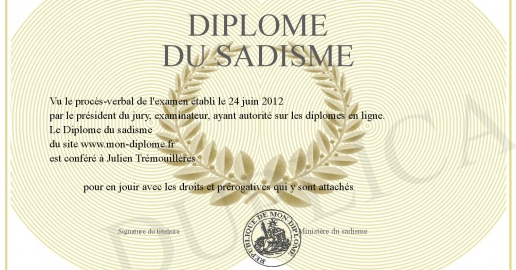 Diplome du sadisme