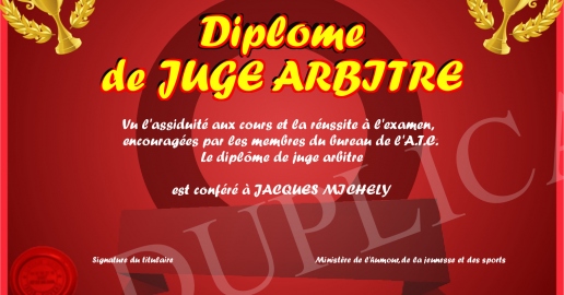 Diplome de JUGE ARBITRE