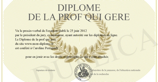 Diplome de la prof qui gere
