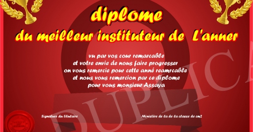 diplome du meilleur instituteur de L anner