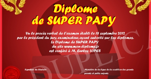 Diplome de SUPER PAPY