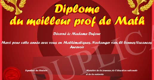 Diplome du meilleur prof de Math