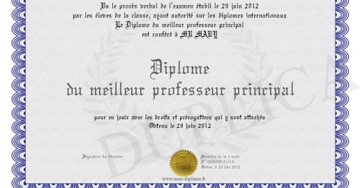 Diplome du meilleur professeur principal