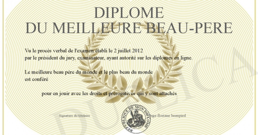 Diplome du meilleure beau-pere