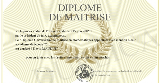Diplome de Maitrise
