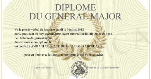 Diplome du general major