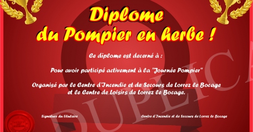 Diplome du Pompier en herbe
