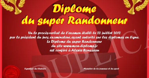 Diplome du super Randonneur