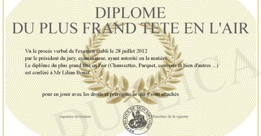 Diplome du plus frand tete en l air