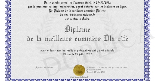 Diplome de la meilleure commere Dla cite