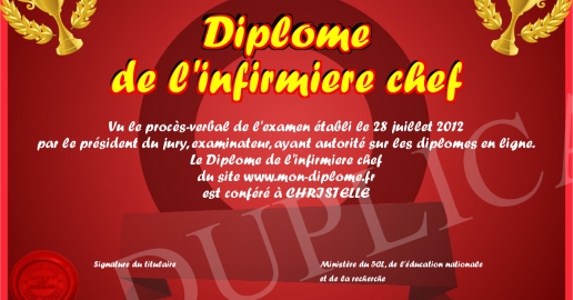 Diplome de l infirmiere chef