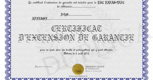 CERTIFICAT D EXTENSION DE GARANTIE