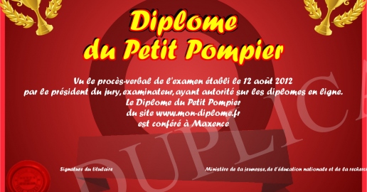 Diplome du Petit Pompier