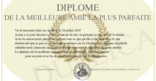 Diplome de la meilleure amie la plus parfaite